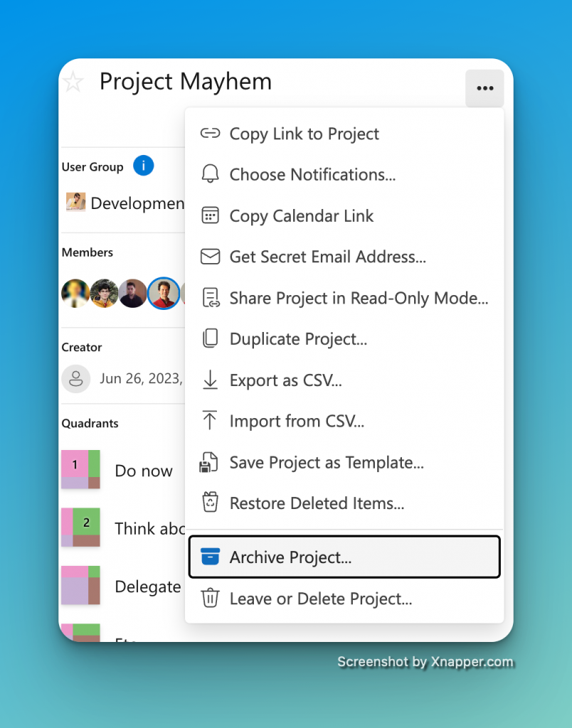 Archiving, Unarchiving, and Deleting Projects in Priority Matrix ...