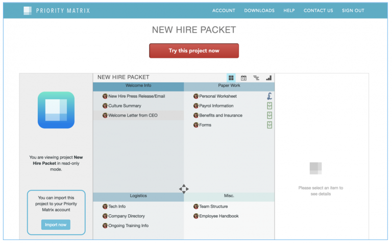 Creating a New Hire Packet in Priority Matrix - Prioritization Blog