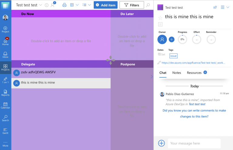 Sample Azure DevOps Board on Priority Matrix - Prioritization Blog